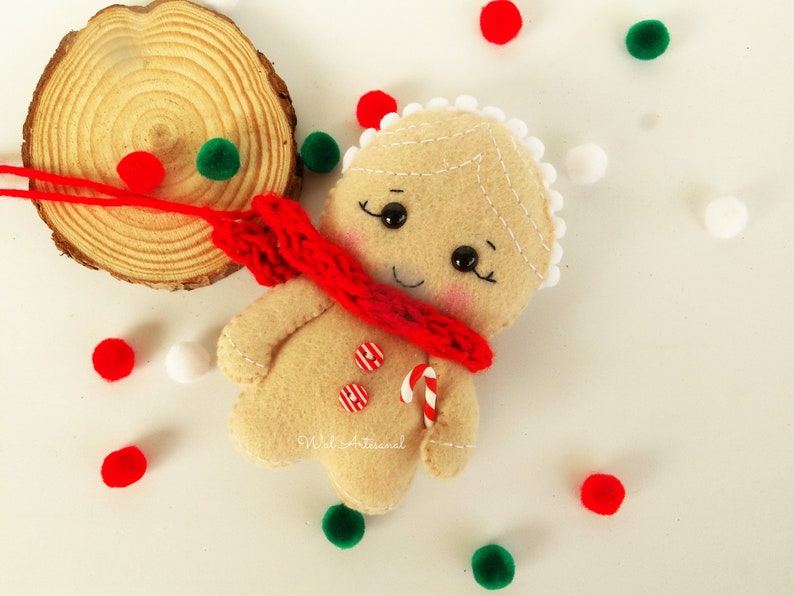 Gingerbread Girl Ornament Felt PDF Pattern Sewing Felt | Etsy