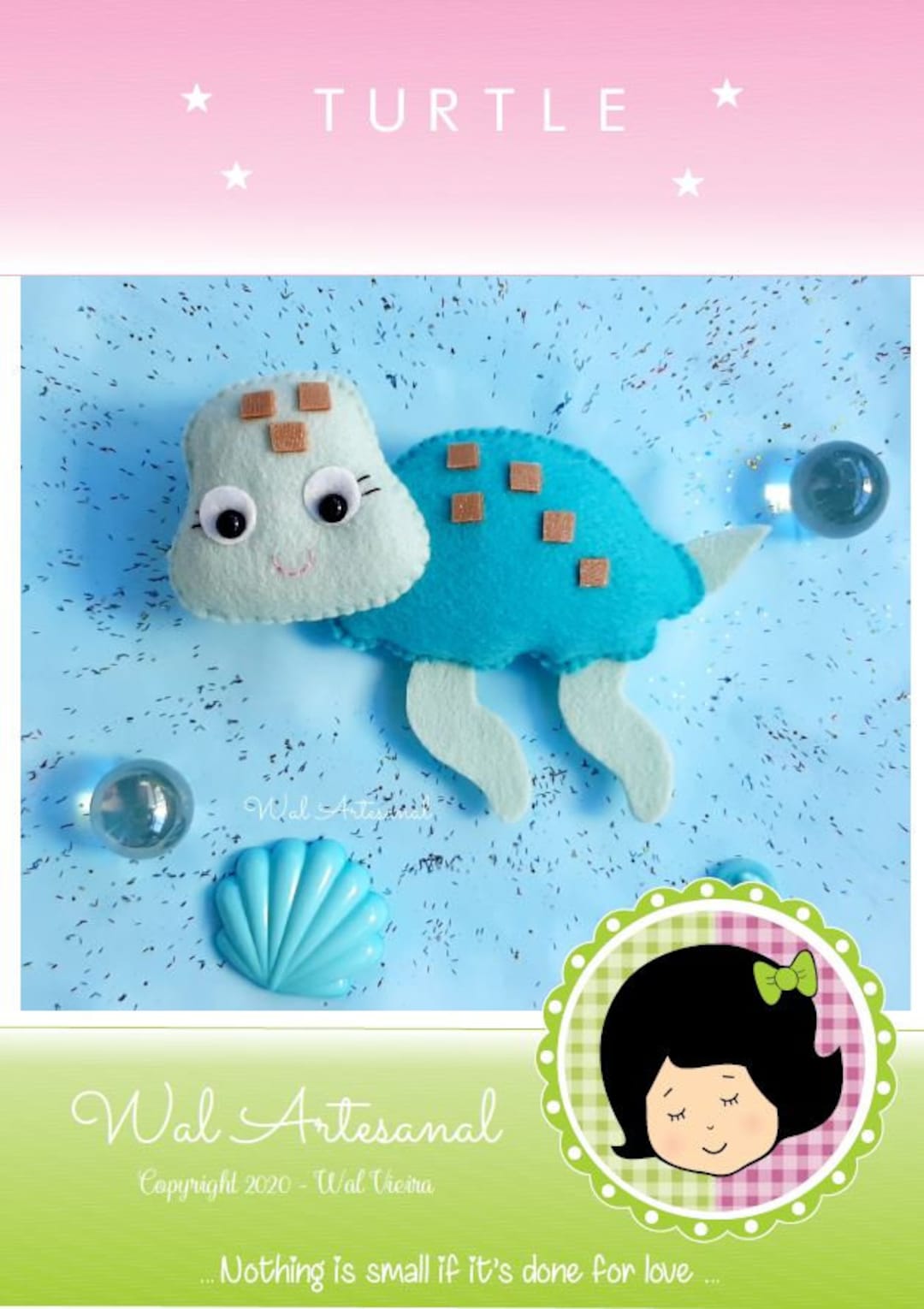 Turtle - Felt PDF Pattern - Sea Life - Ocean Toys - Ornament - Plushe ...