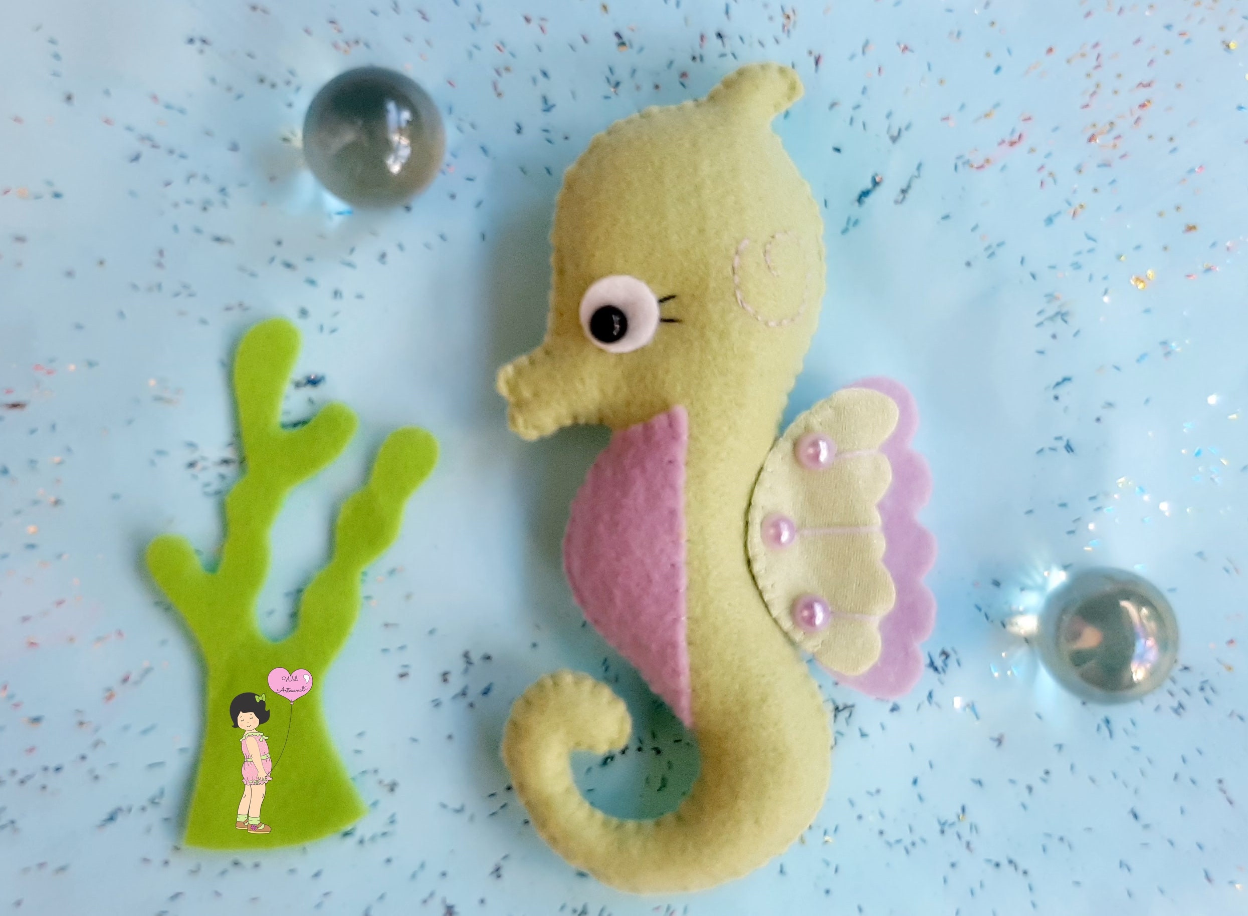 Seahorse - Felt PDF Pattern - Sea Life - Ocean Toys - Nursery ...