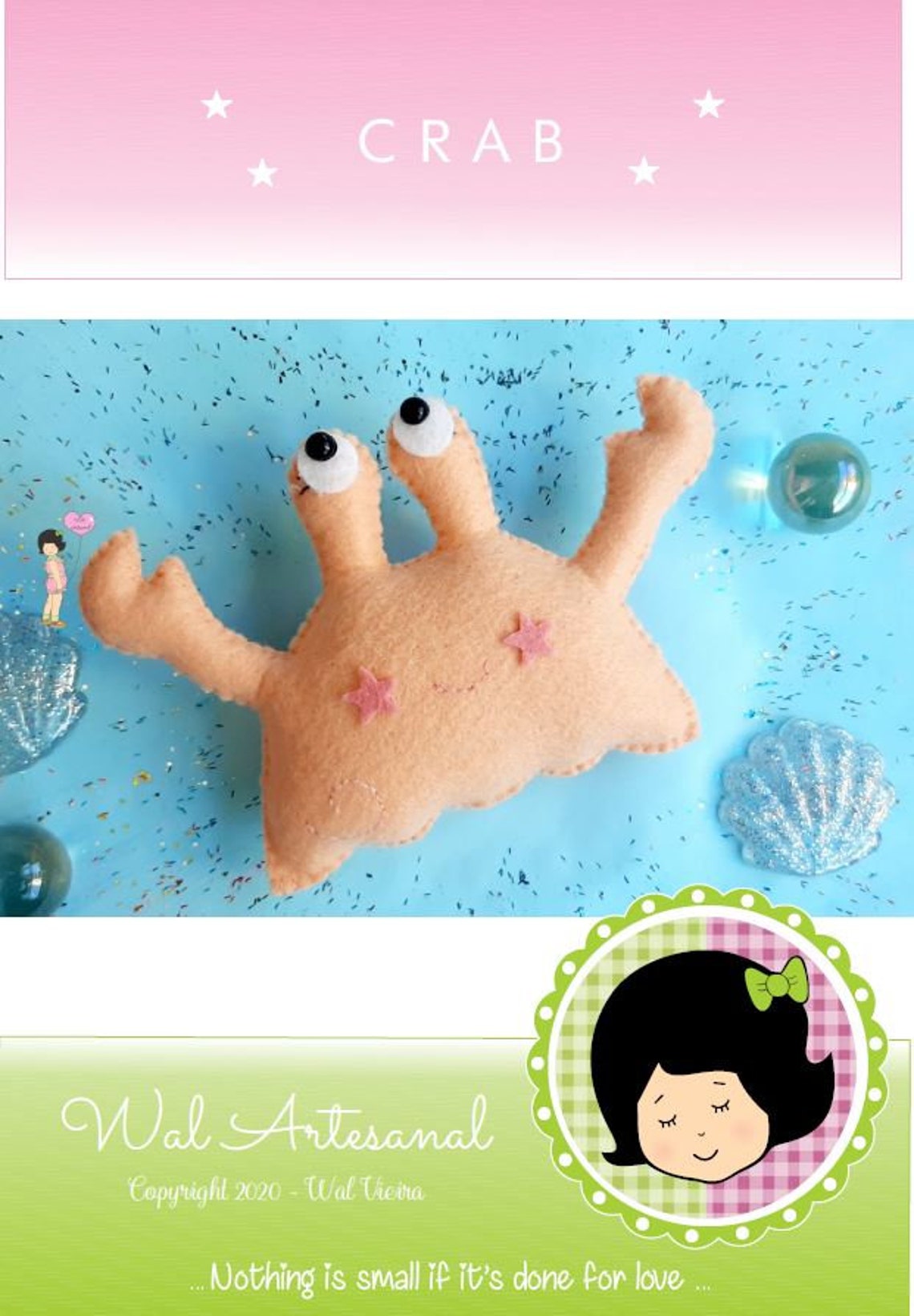 Crab Felt PDF Pattern Sea Life Ocean Toys Nautical - Etsy