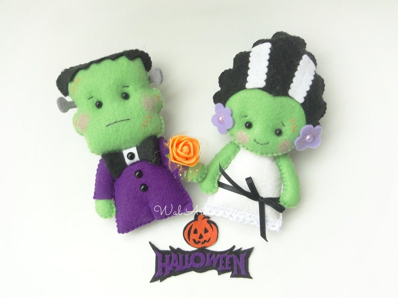 Duos - Frankenstein Couple - PDF Pattern - Set Halloween Pockets! Felt ...