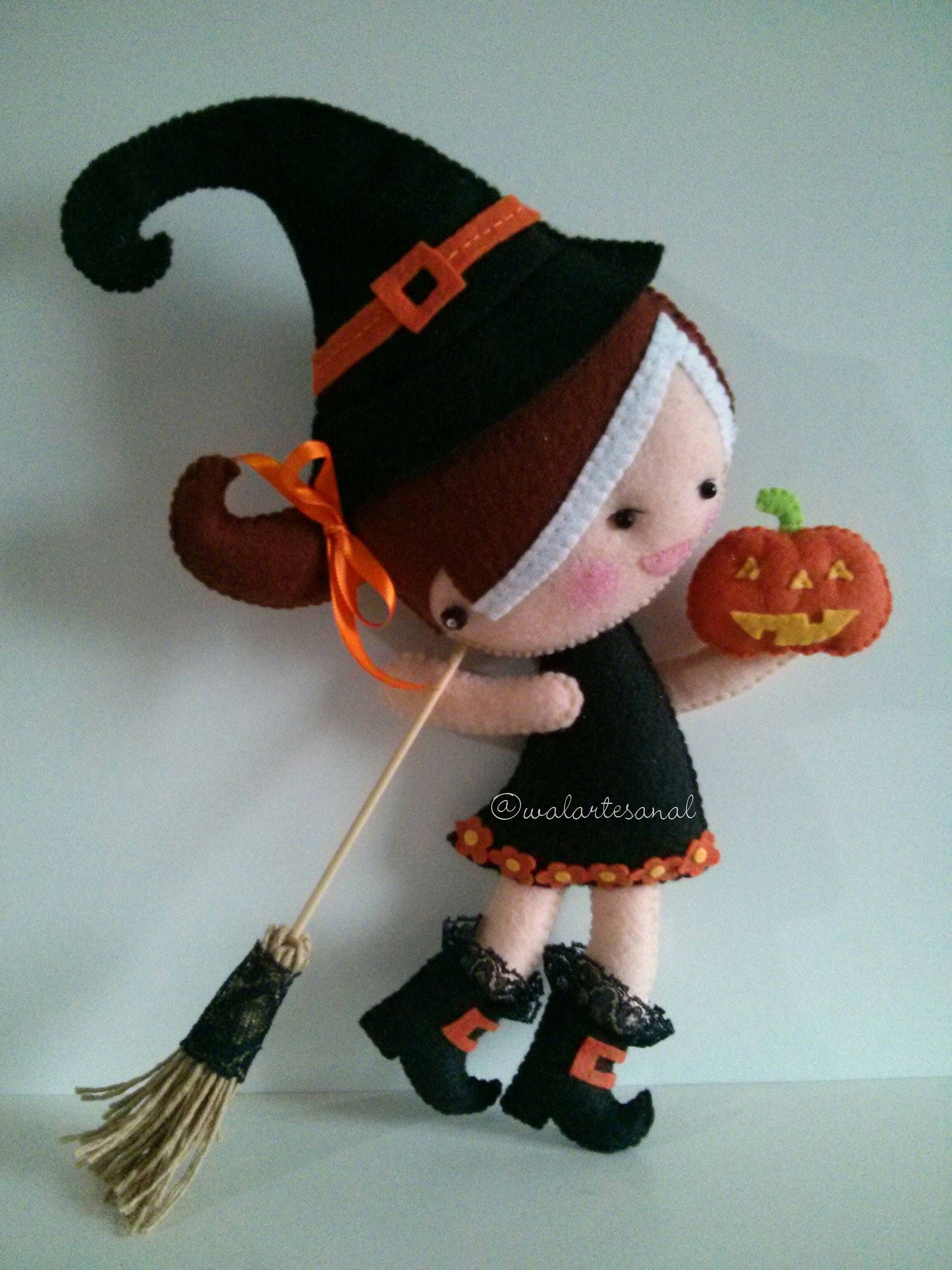 Felt Witch PDF Pattern Halloween Decor Doll | Etsy