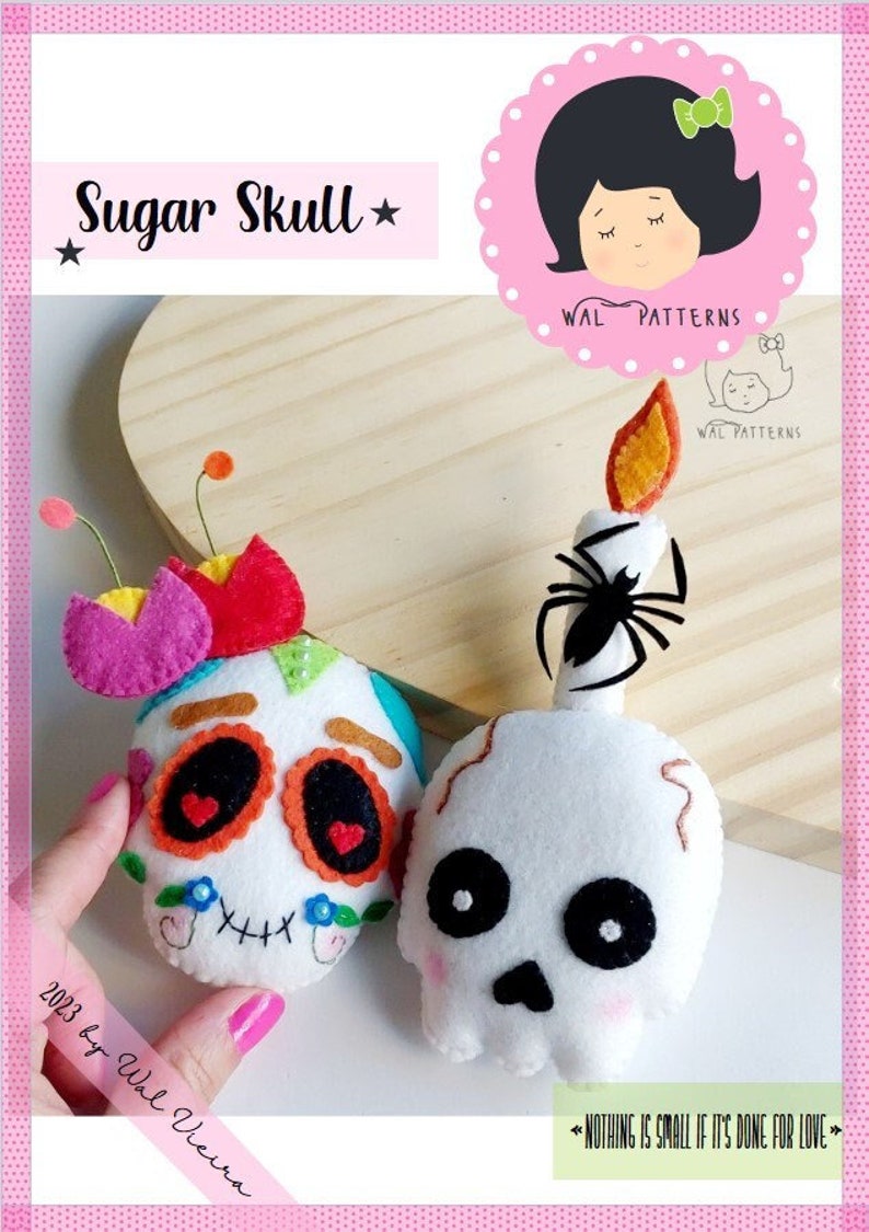 Sugar Skull - Felt Pattern - Day of the Dead - Halloween Decor ...