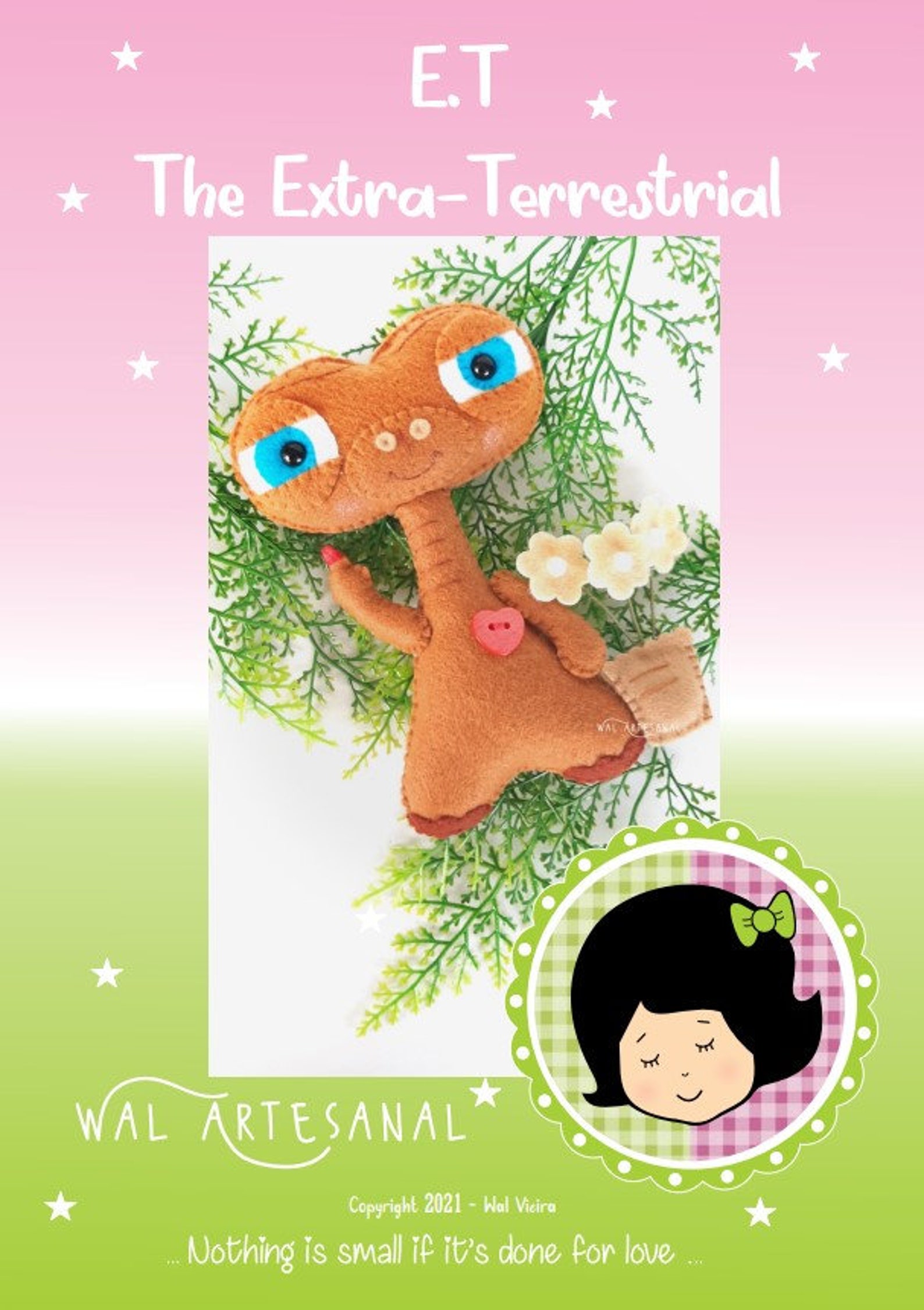 E.T the Extra-terrestrial Felt Pattern PDF SVG Ornament - Etsy