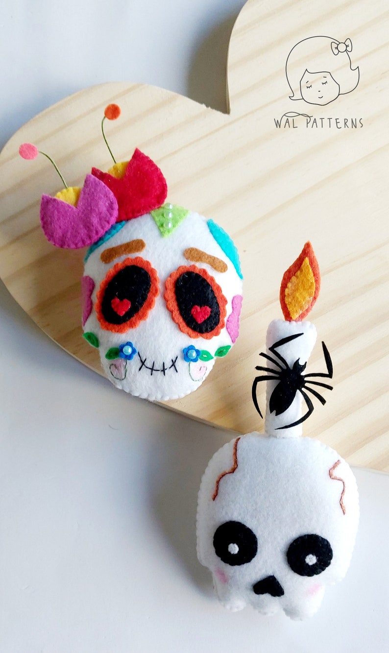 Sugar Skull - Felt Pattern - Day of the Dead - Halloween Decor ...