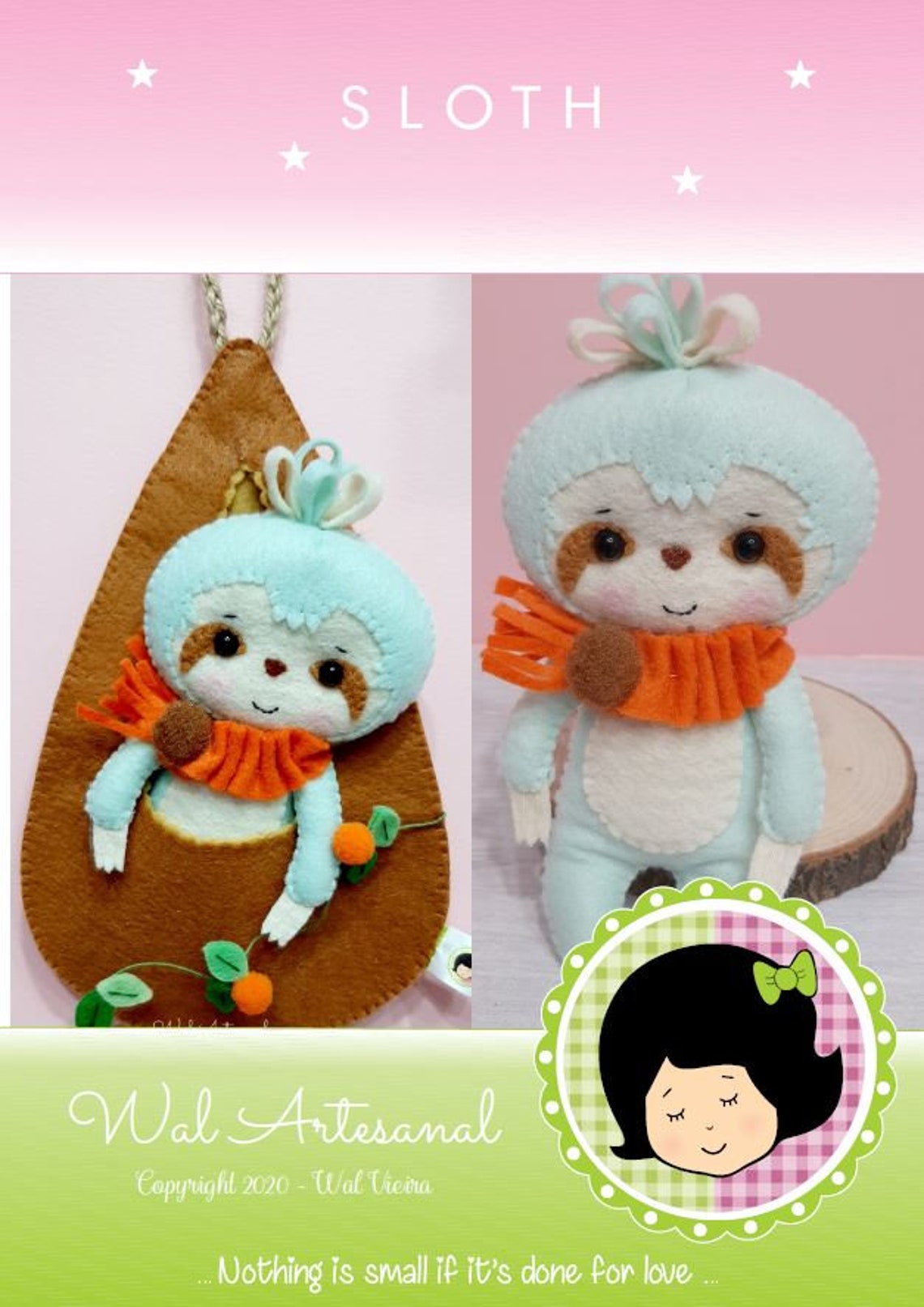 Felt Sloth Ornament Felt PDF Pattern Easy Pattern Sloth - Etsy