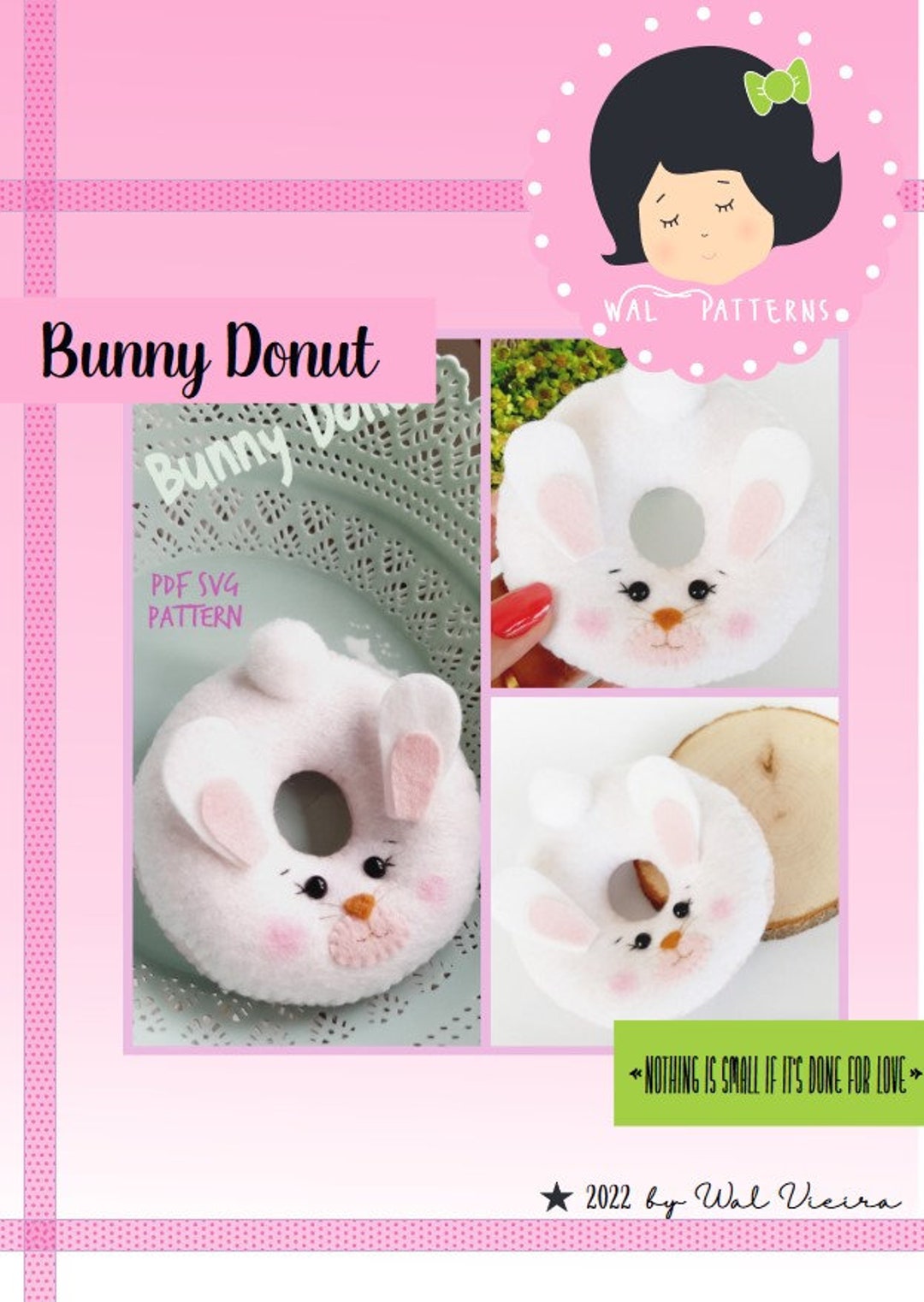 Bunny Donut PDF SVG Pattern Easy Tutorial Felt Pattern Rabbit Toy Kids ...