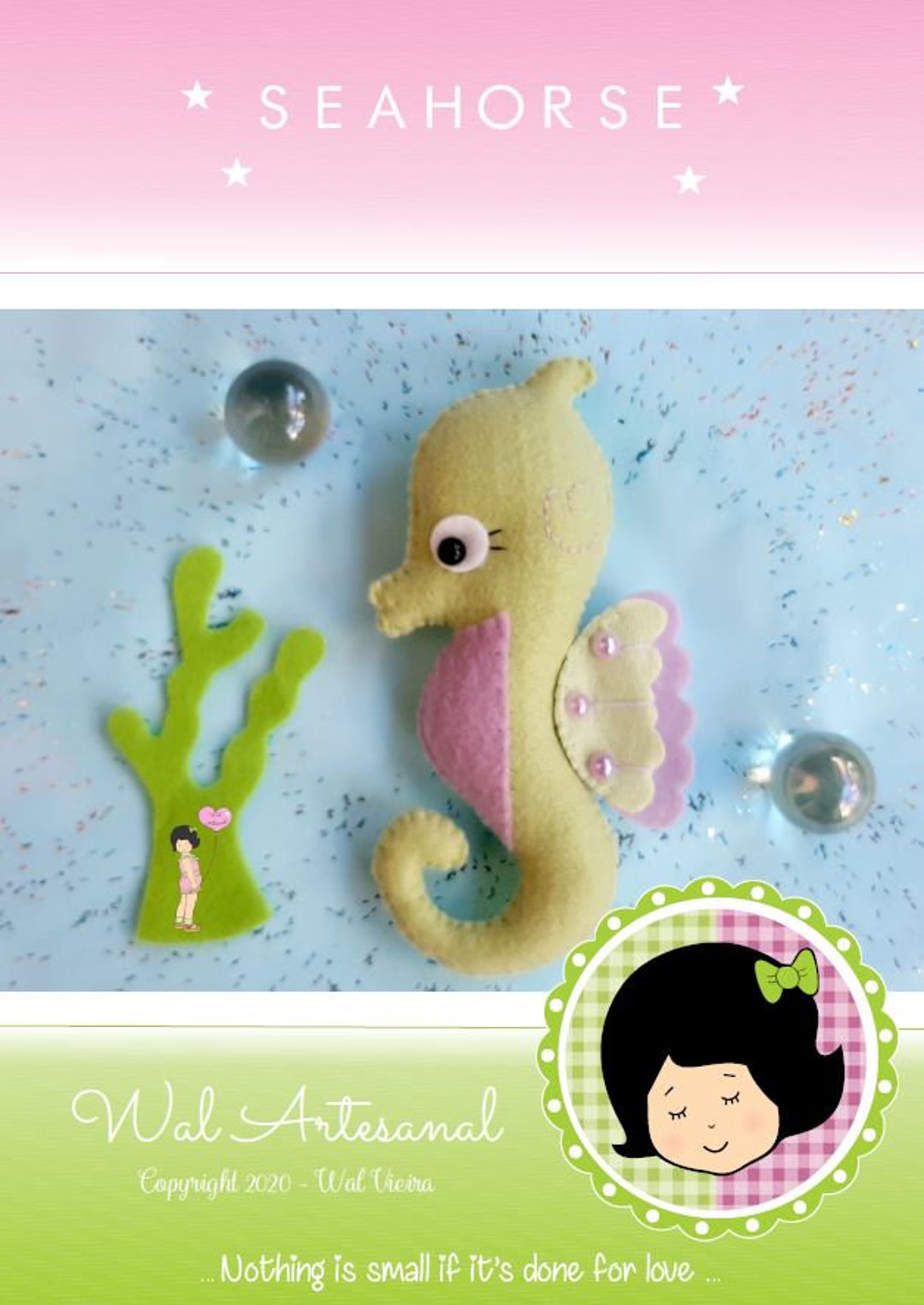 Seahorse - Felt PDF Pattern - Sea Life - Ocean Toys - Nursery ...