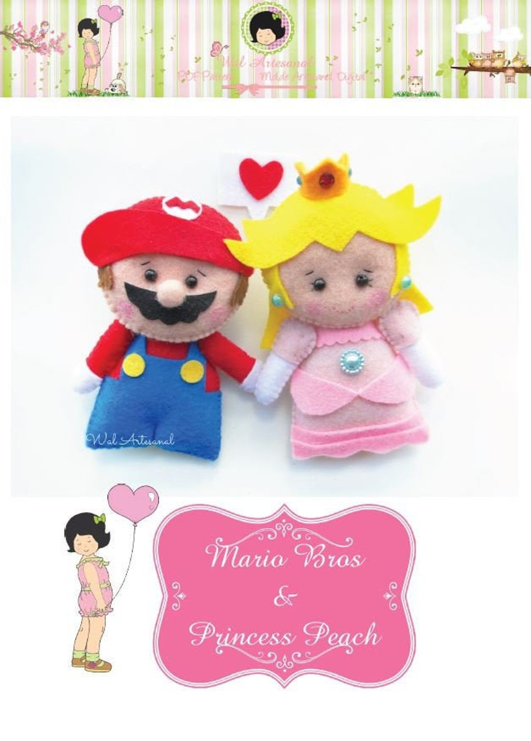 Duos - Mario Bros & Princess Peach - PDF Pattern - Amazing! Super Mario ...