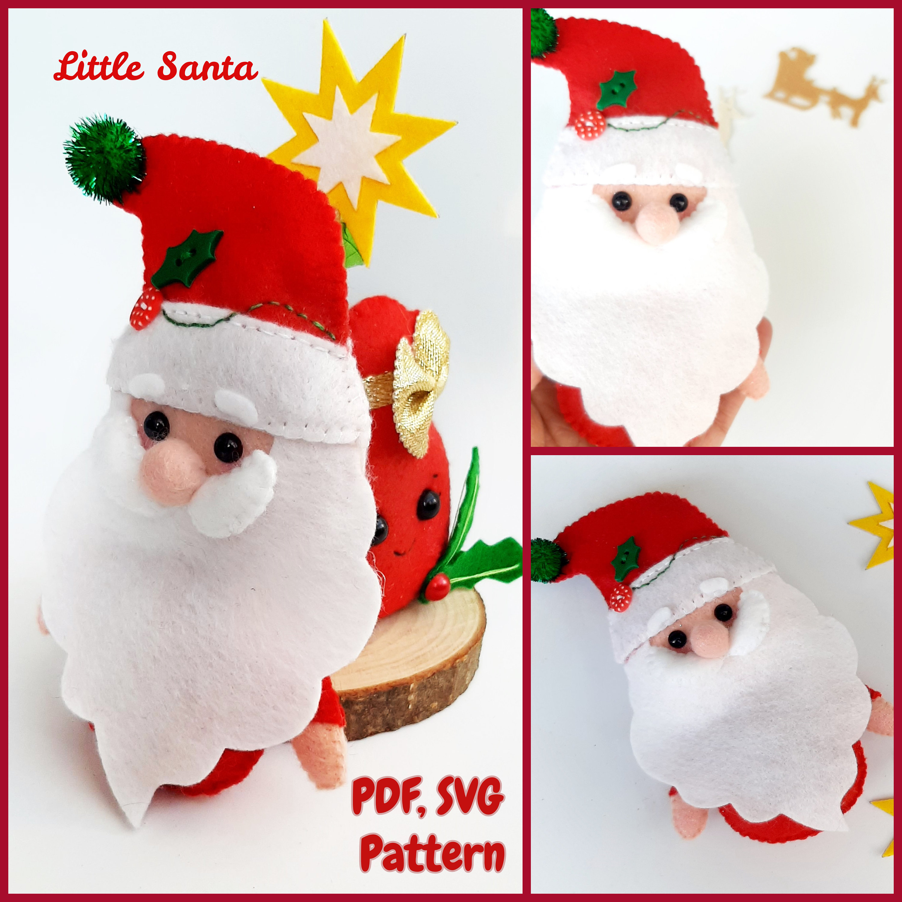 Little Santa Felt Pattern PDF SVG Felt Doll Christmas Ornament Decor ...