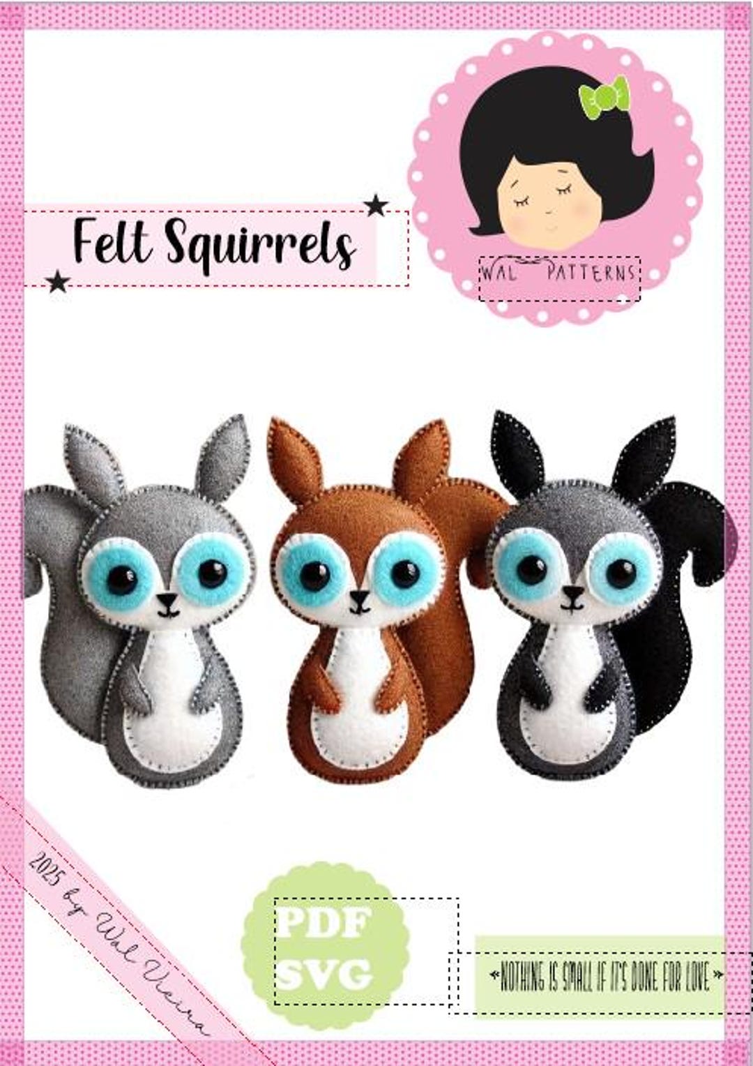 Felt Squirrels - PDF SVG Felt Pattern - Felt Ornaments - Woodland Baby Mobile - Nursery Decor ...