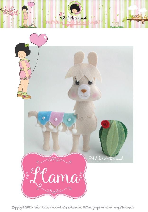 Felt Llama PDF Pattern Alpaca Cactus Mushroom | Etsy