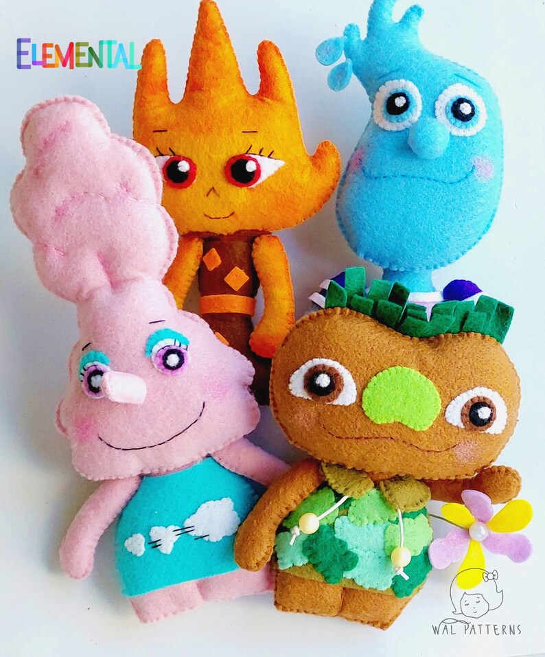 Elemental - Felt Pattern - Doll Wade Ember Clod Gale - Easy Tutorial ...