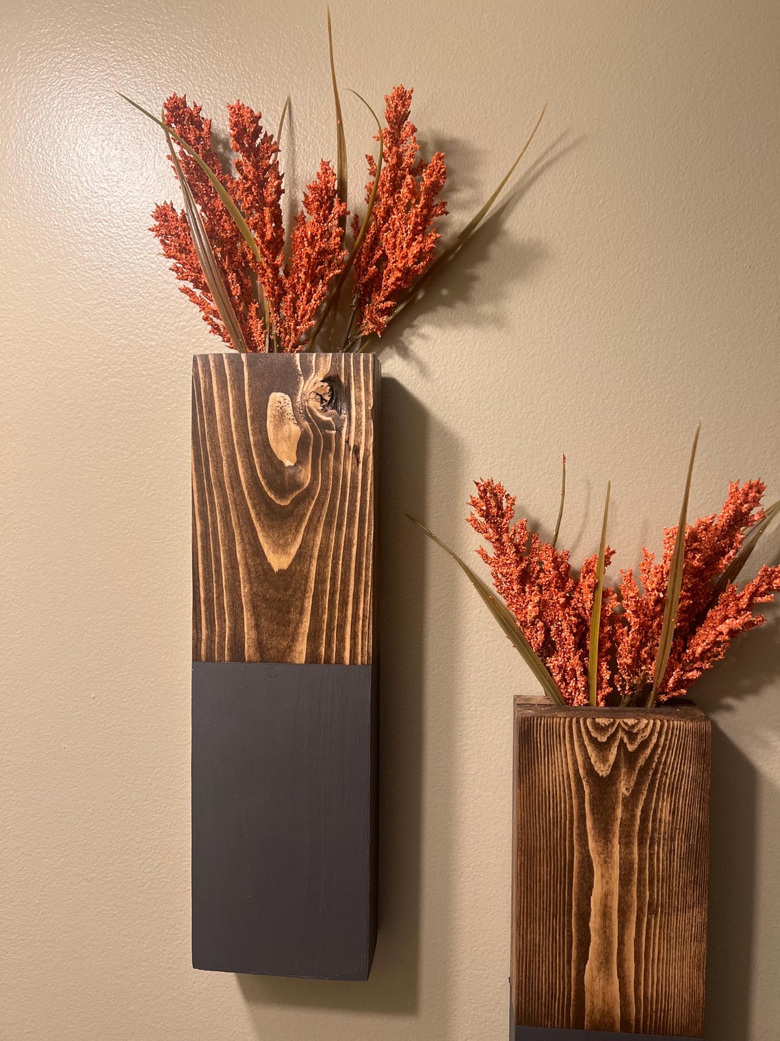Wood Wall Vase, Farmhouse Wall Planter, Hanging Wood Wall Pocket ...