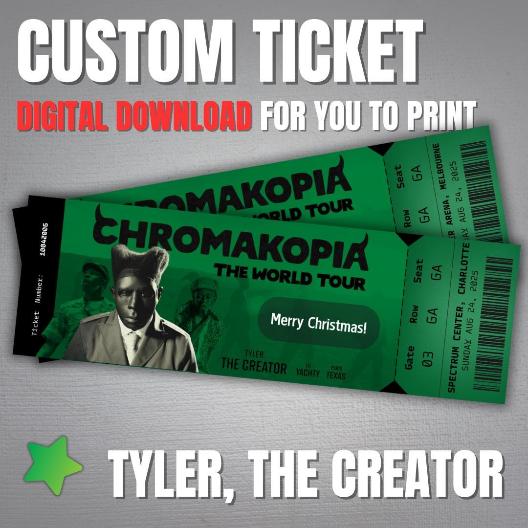 Custom Personalised Tyler the Creator Chromokopia Concert World Tour ...