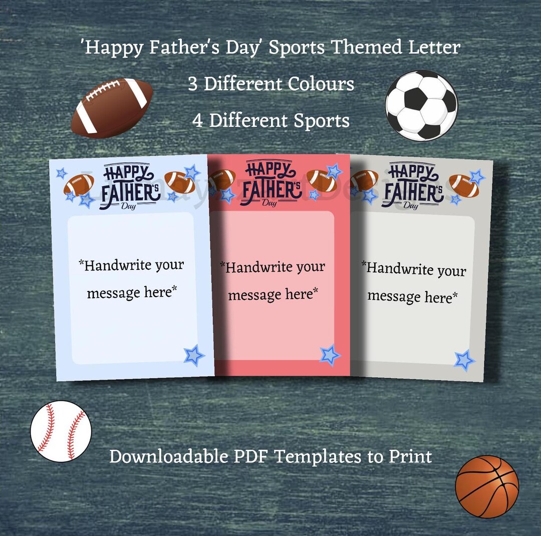 Happy Father's Day Sports Themed Letter Templates 4 Different Designs ...