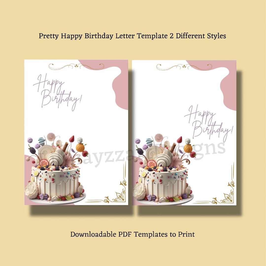 Pretty 'happy Birthday' Letter Templates 2 PK – Downloadable PDF ...