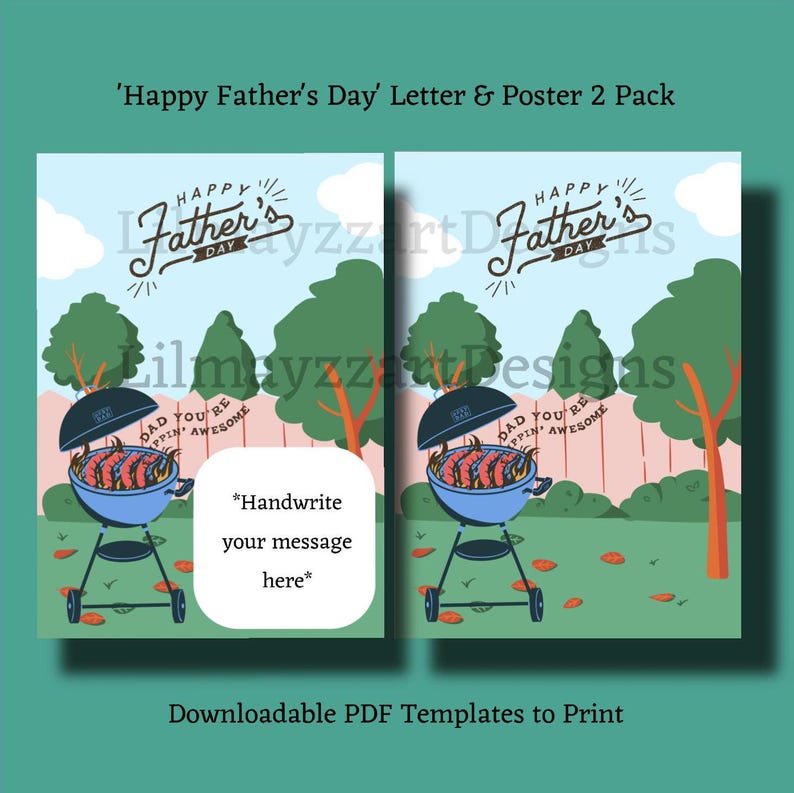 Father's Day Letter & Poster Pack 'dad You're Flippin' Awesome' BBQ ...