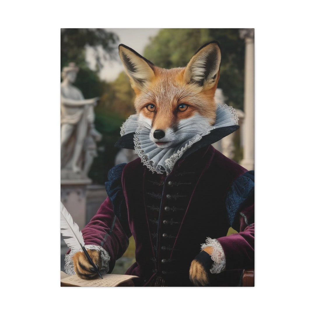 Renaissance Fox Portrait Wall Art Home Decor Vintage Animal Art Fox ...