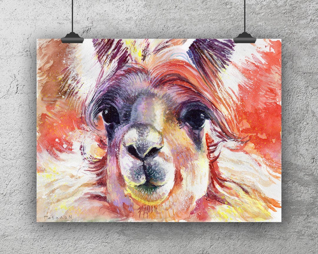Llama Watercolor Painting Digital Download - Nursery Art, Kids Wall ...