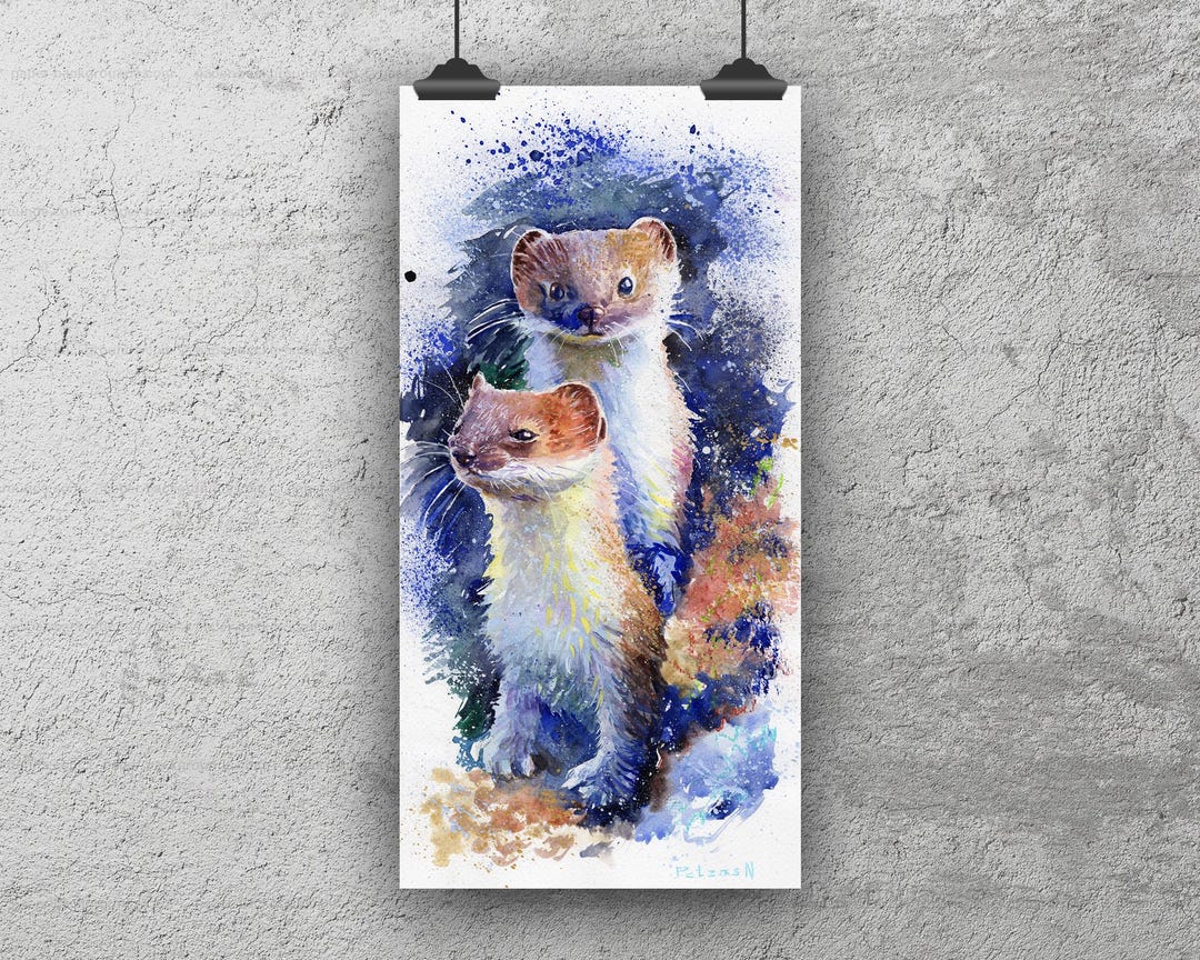 Weasels Watercolor Painting Digital Download - Nursery Art, Kids Wall ...