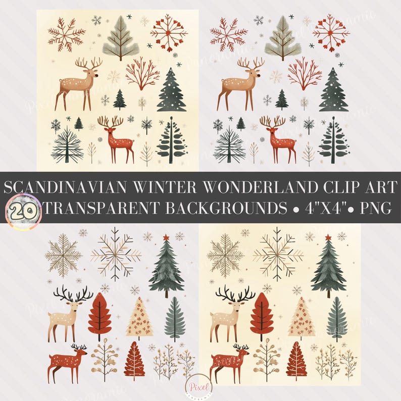 Scandinavian Winter Wonderland Clip Art – Minimalist Christmas Graphics ...
