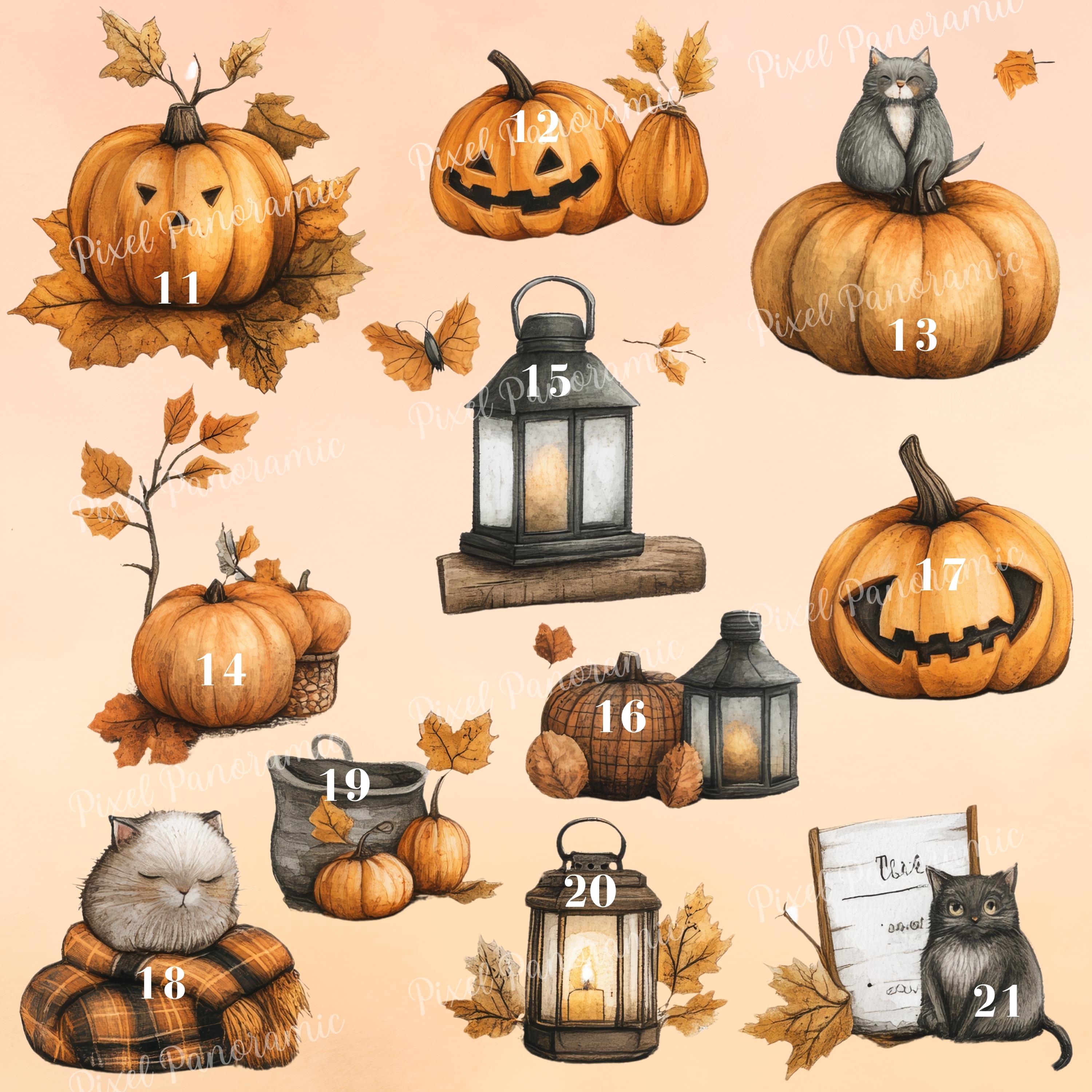 Cozy Halloween Farmhouse Clipart Set V1: Rustic Fall Pngs (digital ...