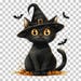 Smiling Black Cat Witch Hat Clipart: Halloween PNG (digital Download ...