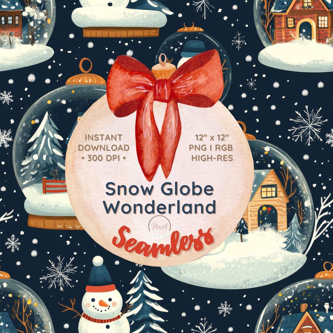 Snow Globe Wonderland Seamless Pattern – Magical Holiday Digital Paper ...