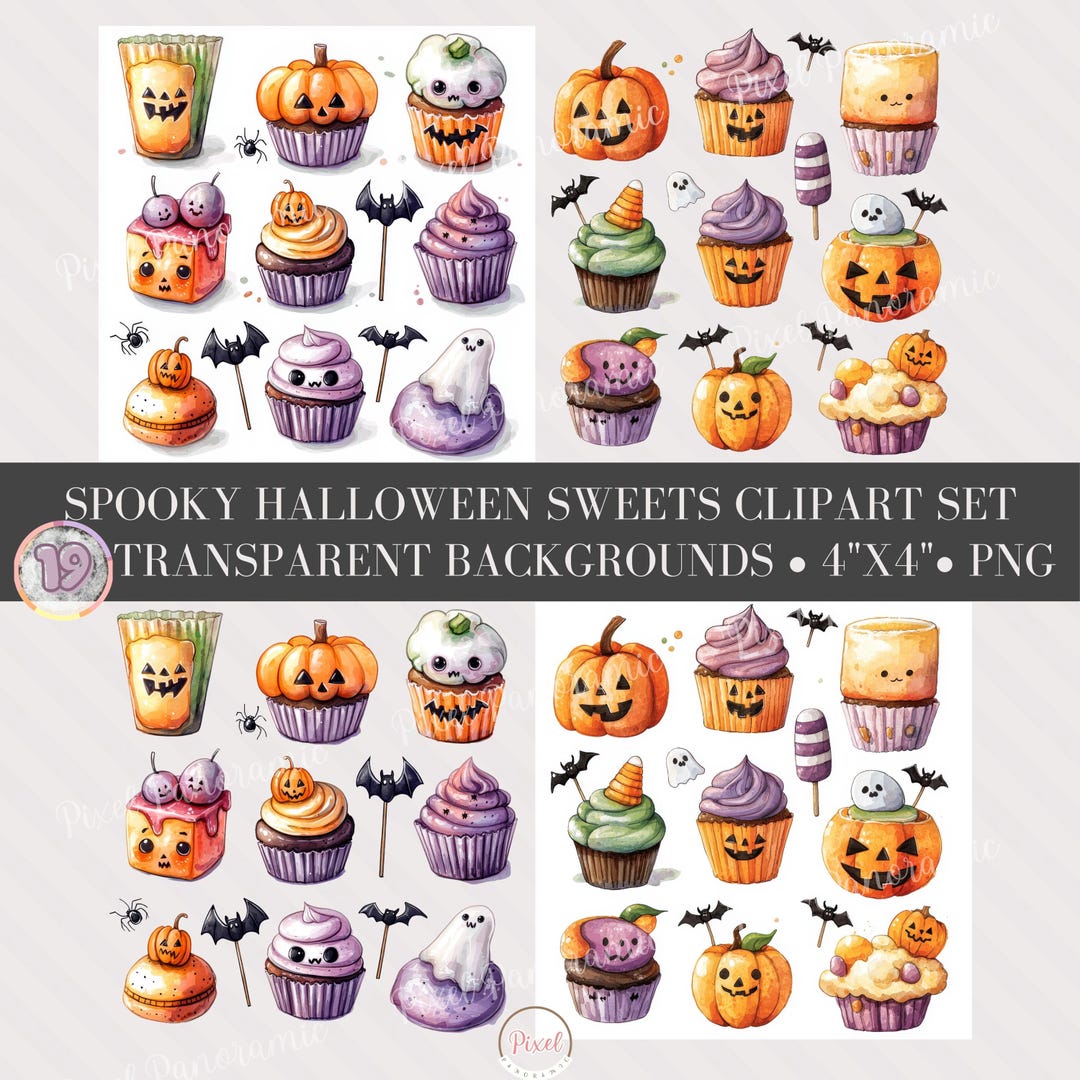 Spooky Halloween Sweets Clipart Set | 19 Transparent Backgrounds ...