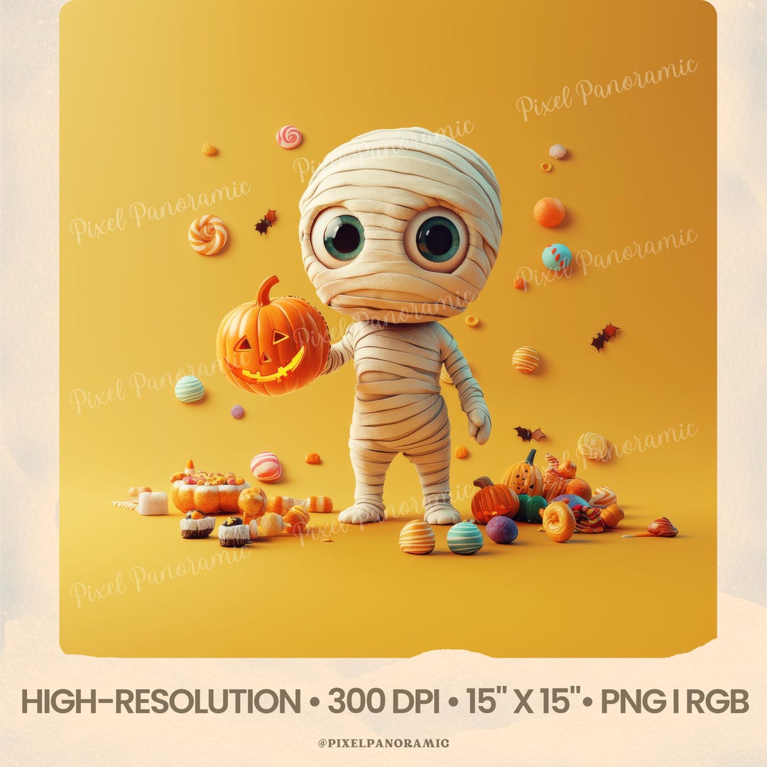 Cute Mummy With a Pumpkin Clipart | Halloween Digital Clipart ...