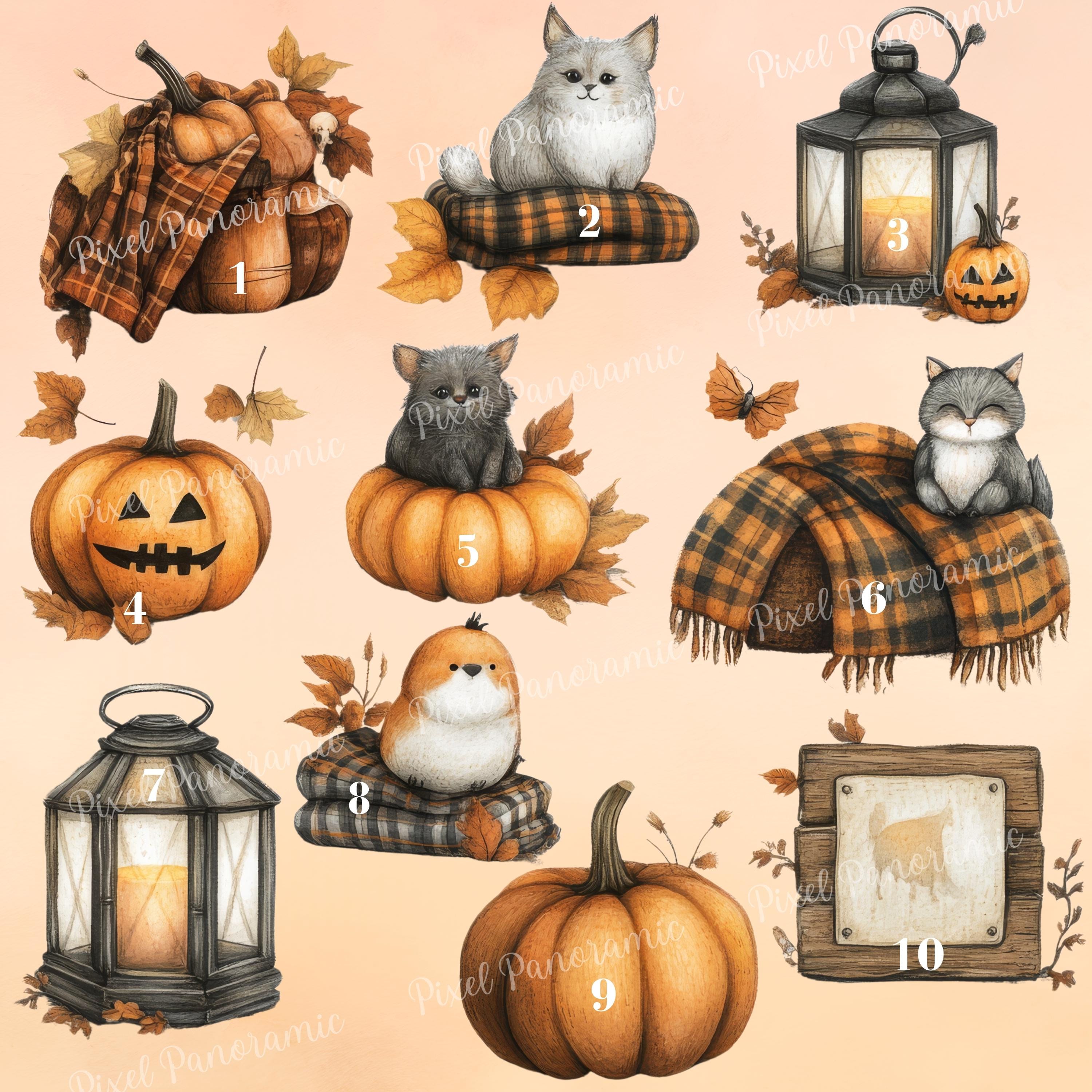 Cozy Halloween Farmhouse Clipart Set V1: Rustic Fall Pngs (digital ...