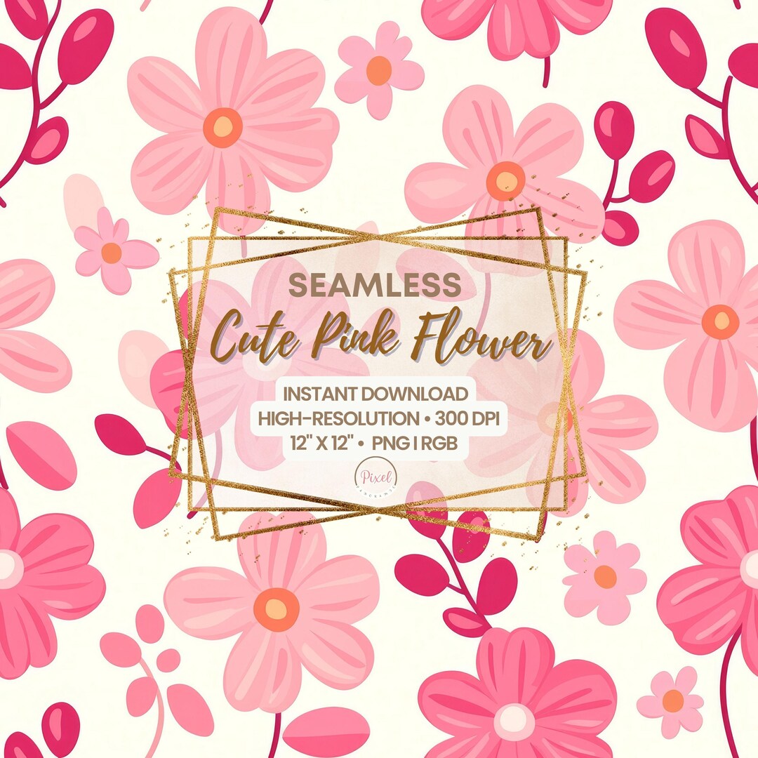 Cute Pink Seamless Flower Pattern – Digital Paper Background for ...