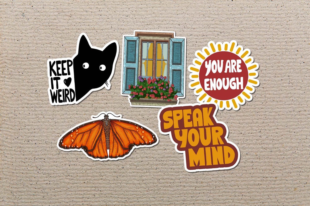 Vinyl Sticker Pack 8, Bundle, Butterfly Sticker, Mental Health, Quote ...