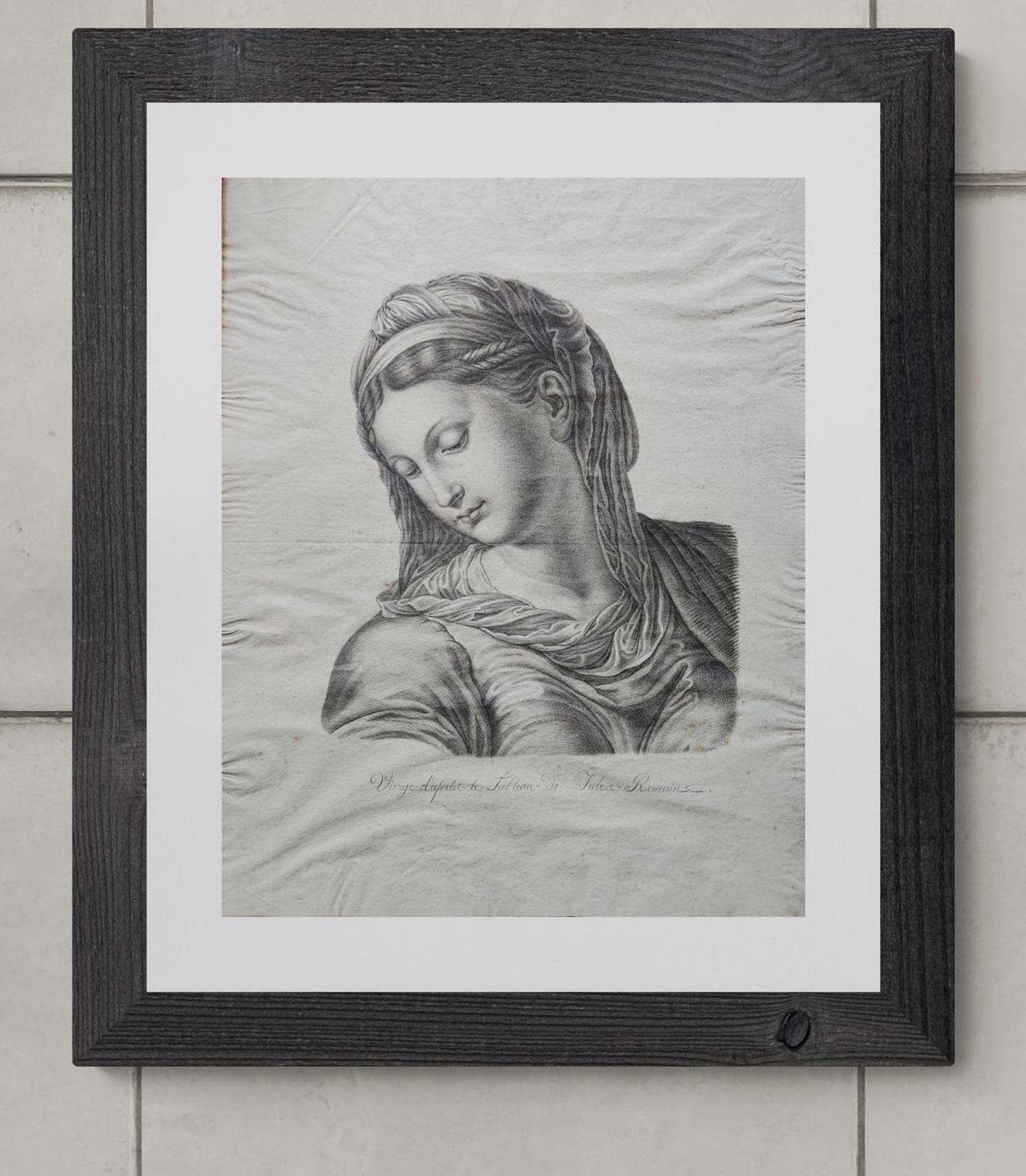 Ancient Drawing of a Virgin After Jules Romains - Etsy