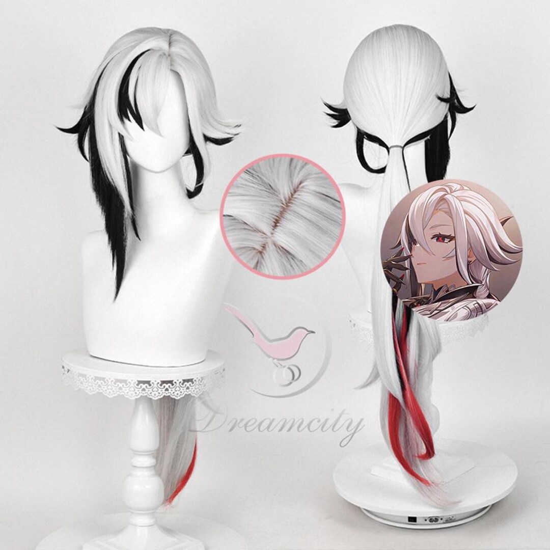 Genshin Impact Arlecchino Wig Handwoven Gray and Black Hair With ...
