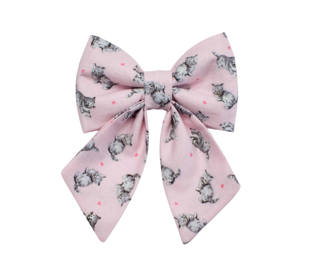 Cute Kittens Sailor Bow for Cats, Valentine's Cat Bowtie, Pink Pet Bow ...