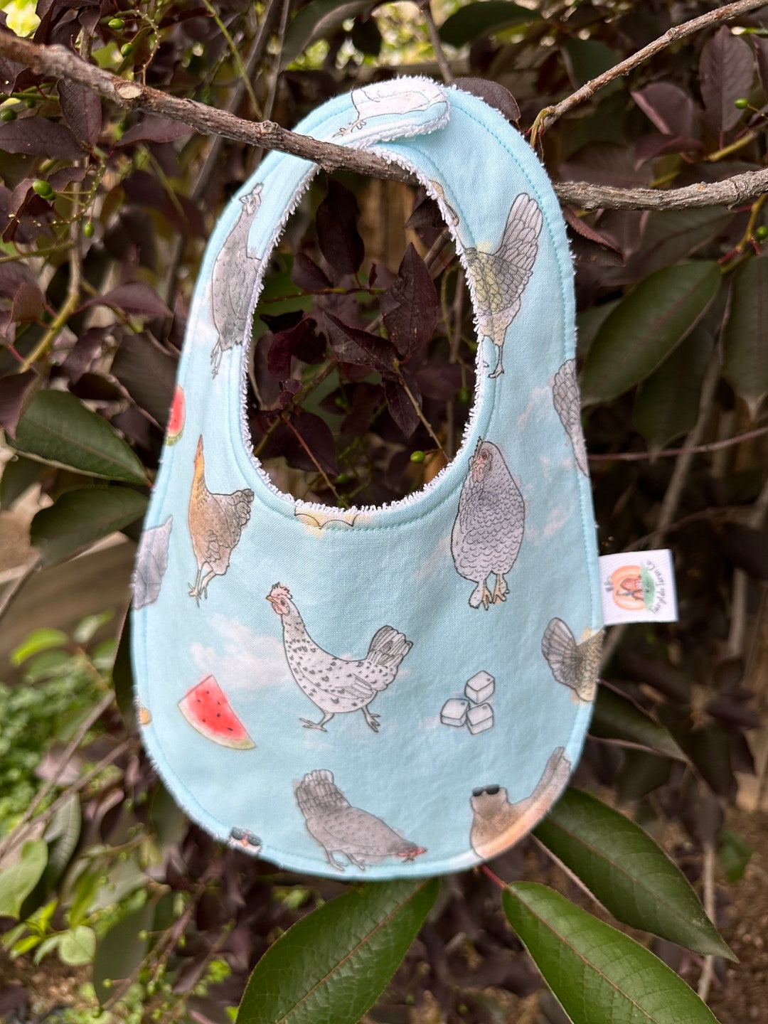Baby Bib ~ Summer Chickens Design - Etsy