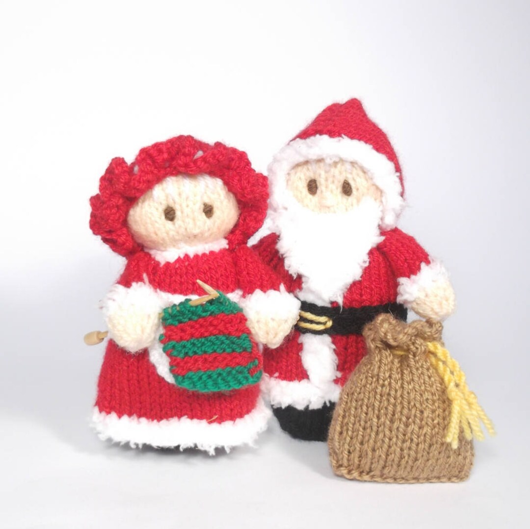 Santa and Mrs Claus, Christmas Dolls, Knitting Pattern Instant Download ...
