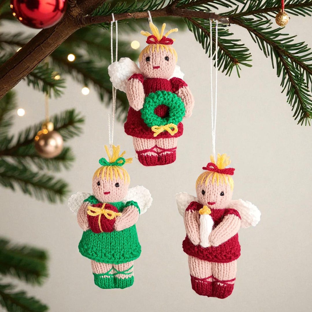 Festive Fairy Trio, 3 Christmas Fairies, Tree Decorations, Knitting ...