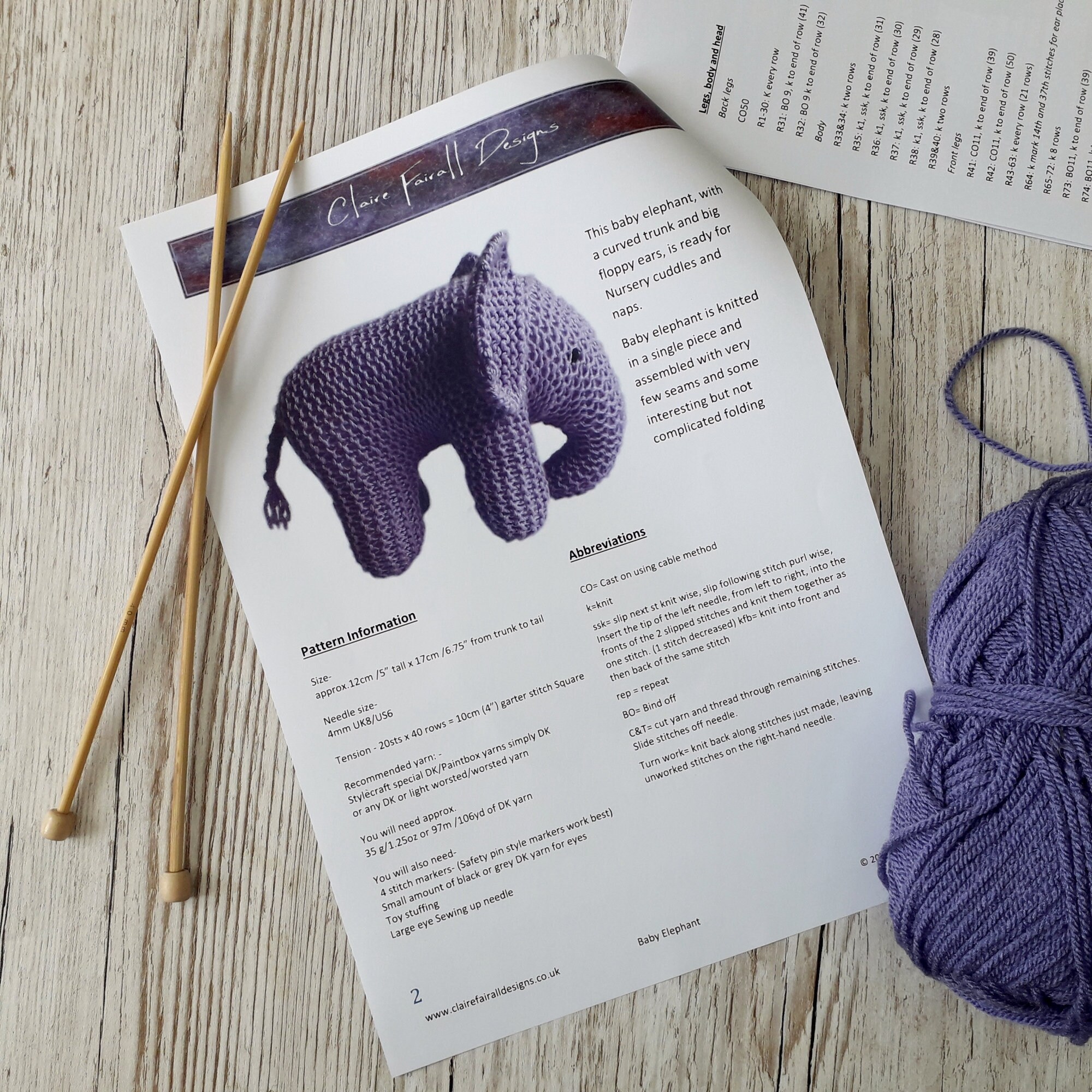 Baby Elephant Printed Knitting Pattern | Etsy