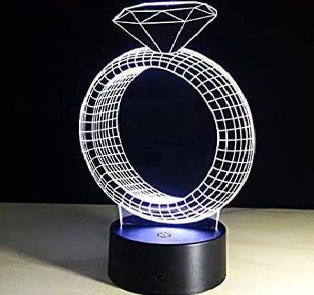 Diamond Ring 3D Optical Illusion Lamp | Fast Acrylic - Etsy