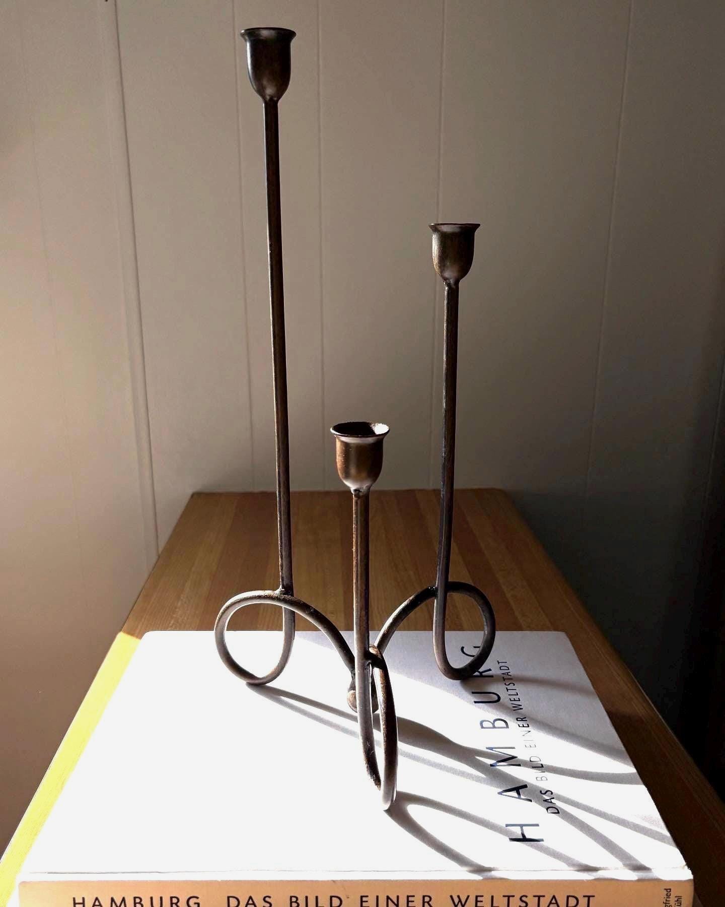 Sleek Modern Black Bent Iron Rod Taper Candleholder - Etsy