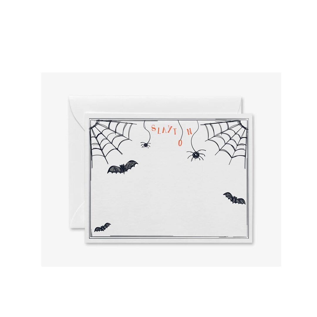 Personalized Spooky Spider Bat Note Card Set Halloween A6 Creepy Card ...