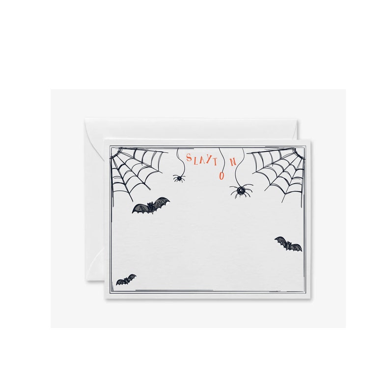 Personalized Spooky Spider Bat Note Card Set Halloween A6 Creepy Card ...
