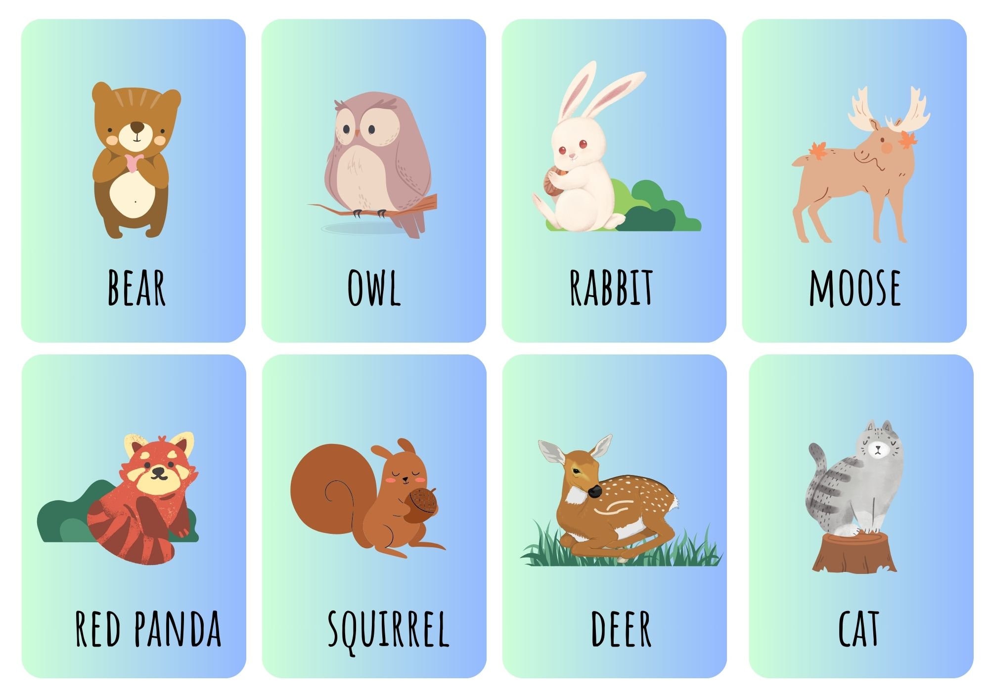 PRINTABLE ANIMAL FLASHCARDS - Etsy