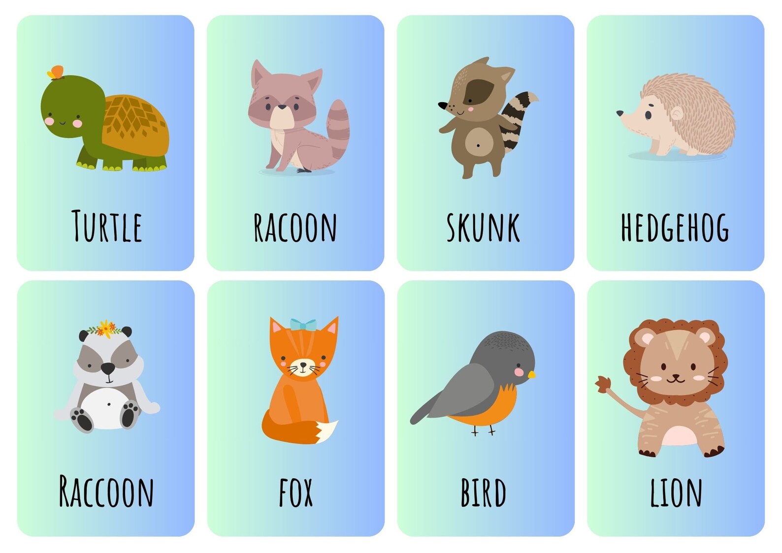 PRINTABLE ANIMAL FLASHCARDS - Etsy