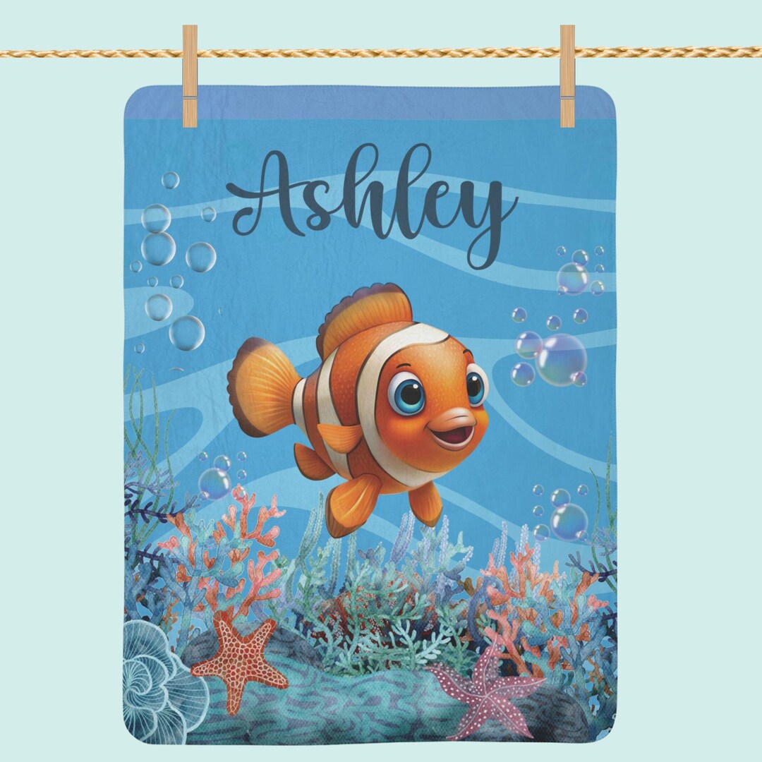 Personalized Clownfish Blanket, Nemo Marlin Undersea Blanket, Custom ...