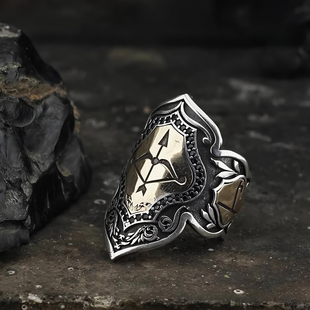 Archer Thumb Sterling Silver Zihgir Ring, Open Back Archer Thumb Ring ...