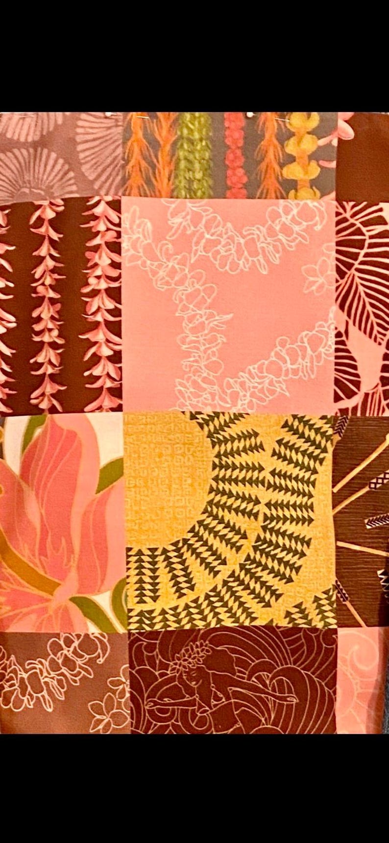 Hawaiian Patchwork Quilt Denim Trucker Jacket Relaxed Classic Birdie ...